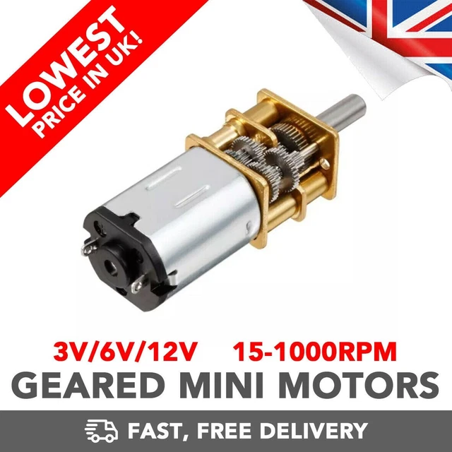 GEARED MICRO MOTOR Speed Reduction Gearbox (15-1000RPM) DC 3v 6v 12v RC ...