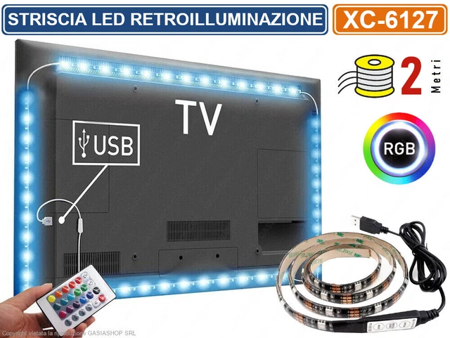 STRISCIA LED PER Retroilluminazione Tv E Monitor Rgb Smd 5050 2 Metri ...