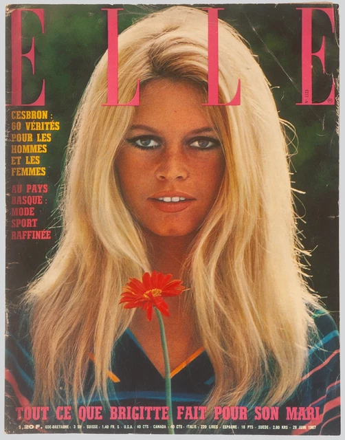 'ELLE' FRENCH VINTAGE Magazine Brigitte Bardot Cover Holiday Issue 29 ...