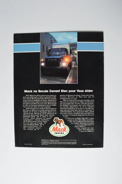 1986 MACK TRUCKS Mid-Liner CS Series? dealer brochure - French - Canada ...