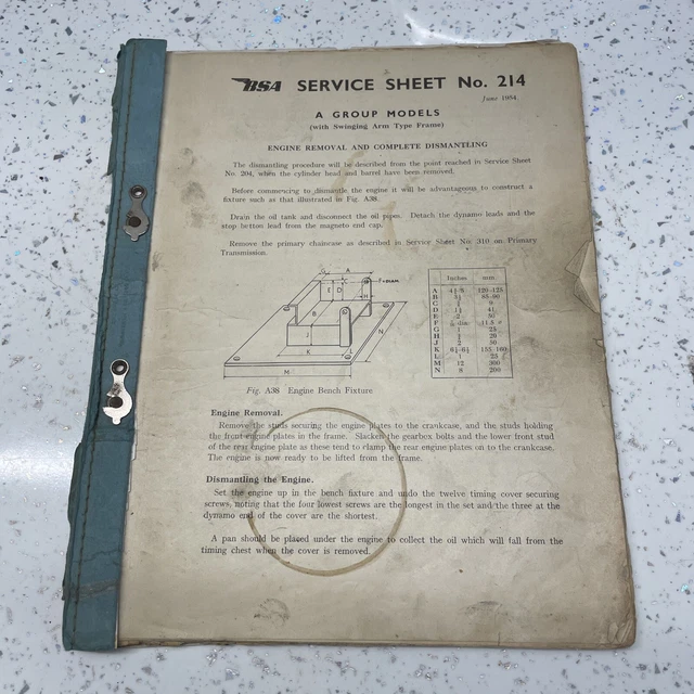 BSA SERVICE SHEETS For A10 And A7 June 1954 £8.00 - PicClick UK