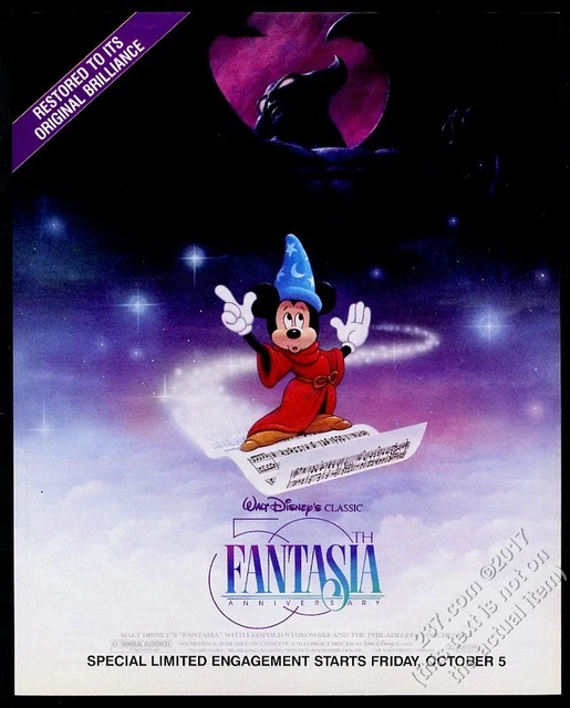 1990 FANTASIA MOVIE 50th anniversary Walt Disney Mickey Mouse vintage ...