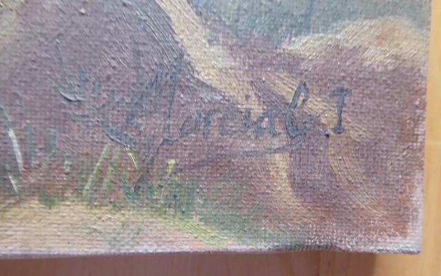 TABLEAU ANCIENNE ESPAGNOL Signé Marcial Paysage Campagne Huile sur ...