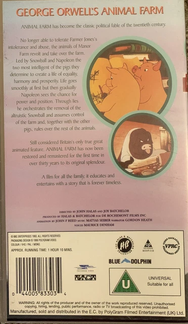 ANIMAL FARM (GEORGE Orwell’s)-Animated-Vhs Video Small Box. £4.40 ...