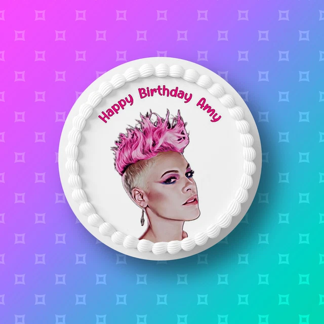 P!NK / PINK (the singer) pre-cut Edible Icing Cake Topper or Ribbon 02 ...