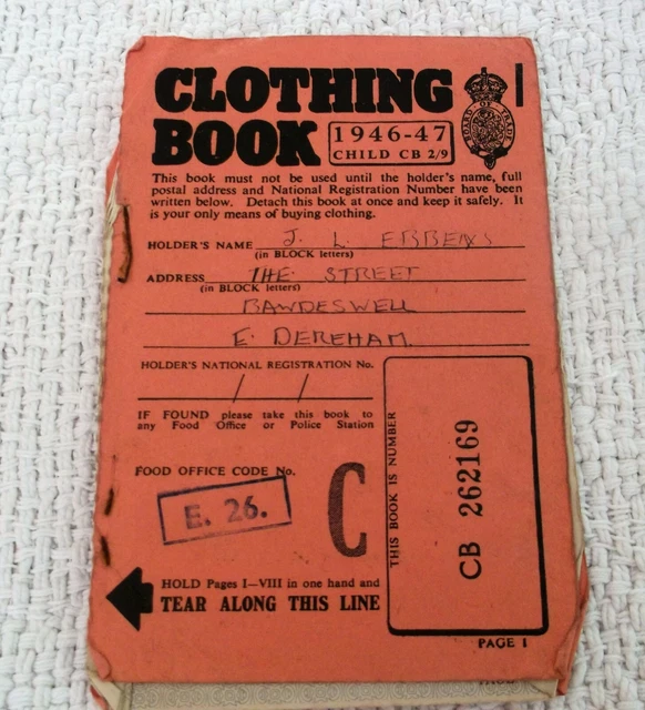 ORIGINAL, VINTAGE, CHILD'S CLOTHING RATION BOOK, 1946 - 1947, WW ll, £3 ...