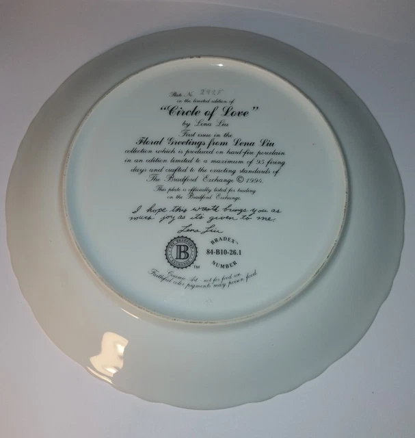 COLLECTORS NUMBERED PLATE By Lema Liu "Circle Of Love"- Plate No. 292F ...