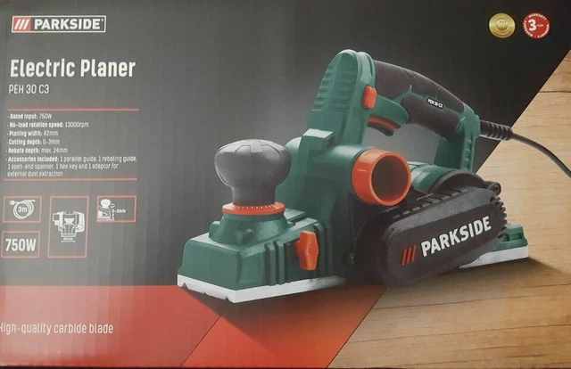 PARKSIDE ELECTRIC PLANER 750w PEH 30 C3 Planing Width 82mm 13000rpm=(C ...