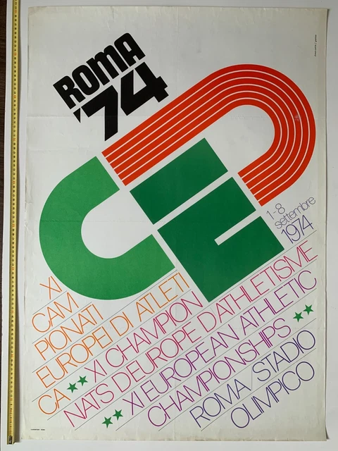 11TH EUROPEAN ATHLETICS championships Roma 1974 vintage poster EUR 150 ...