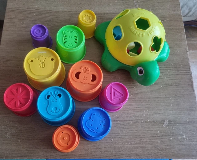 PLAYSKOOL SHAPEY TURTLE 7 Shapes Sorting Toy Educational + Sorting Cups ...