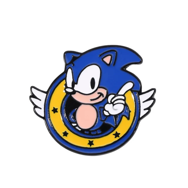 SONIC THE HEDGEHOG Enamel Pin Badge Retro 1990s Collectable Gift 34mm x ...
