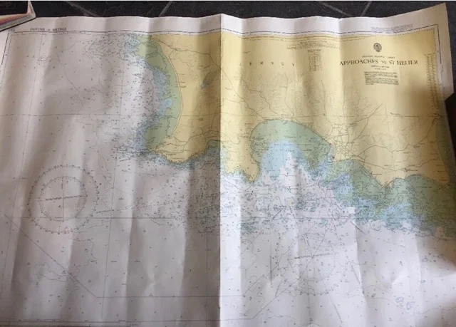 VINTAGE ADMIRALTY MARINE sea chart 1137 approaches to St Helier Jersey ...