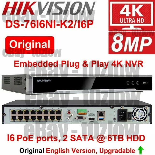HIKVISION DS-7616NI-K2/16P REGISTRATORE video di rete NVR 4K 8 MP POE 16 CH IP CCTV 05 EUR 193 ...