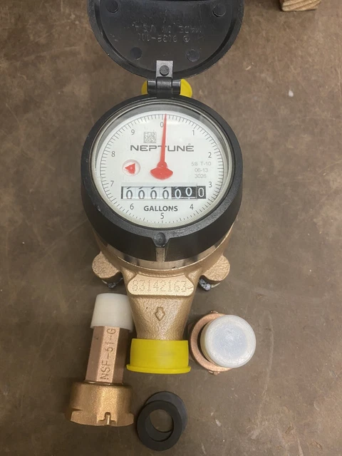 NEPTUNE 5/8X3/4 T-10 Brass Water Meter Direct Read Gallon With ...