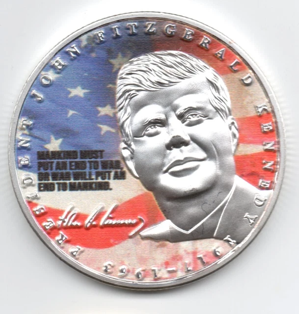 JFK SILVER COIN US Flag Americana President John F Kennedy Autographed ...