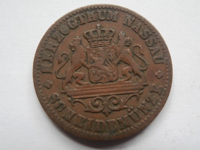 ANTIQUE COPPER COIN German States Duchy Of Nassau Duke Adolphe 1 ...