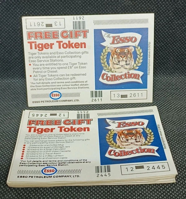 1980'S ESSO COLLECTION Tiger Tokens Ephemera Fuel Gift Tokens Classic ...