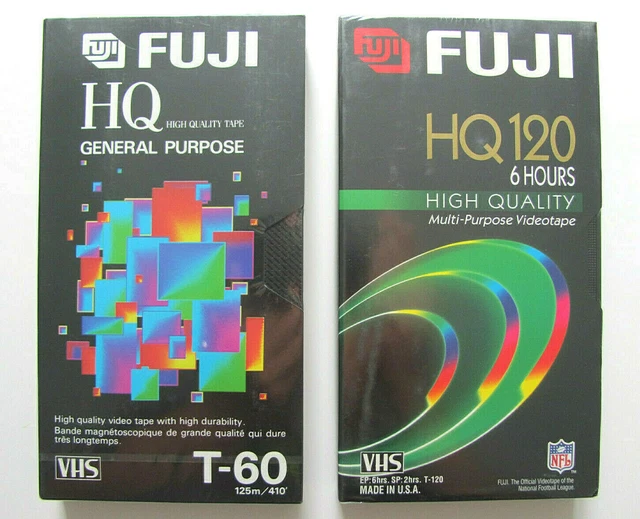 FUJI BLANK VHS 2 Lot T-60 & T-120 NEW NISP ~ HQ General & Multi-Purpose ...