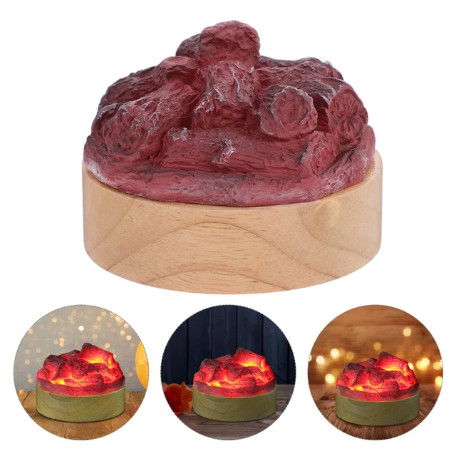LED RESIN FAUX Wood Charcoal Campfire Night Light Realistic Flame ...