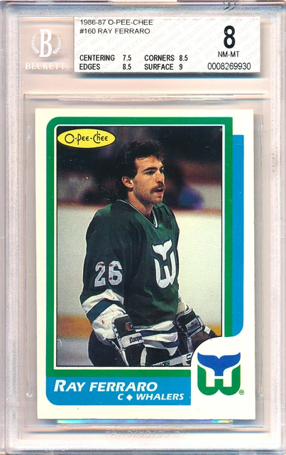 RAY FERRARO 1986-87 O-Pee-Chee OPC RC recrue #160 baleiniers BGS 8 neuf ...