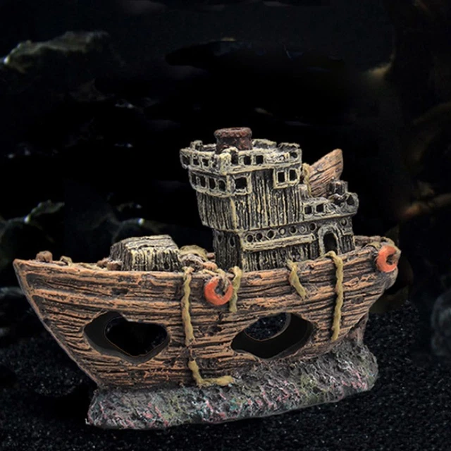 AQUARIUM PIRATE FISH Ship Landscaping Tank Statue Resin 1 PCS U5B45560 ...