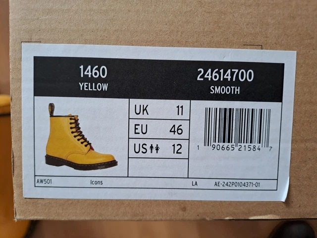 DR MARTENS 1460 LEATHER ANKLE BOOTS SIZE UK 11 EU 46 Yellow £68.30 ...