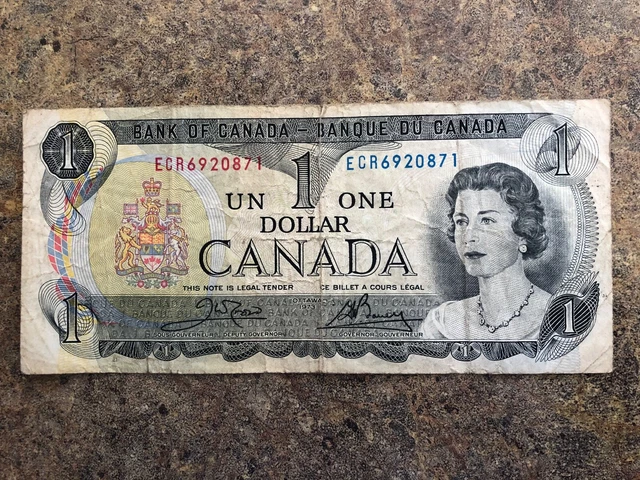 1973 CANADA $1 bank notes - Canadian One dollar bill - Serial ECR ...