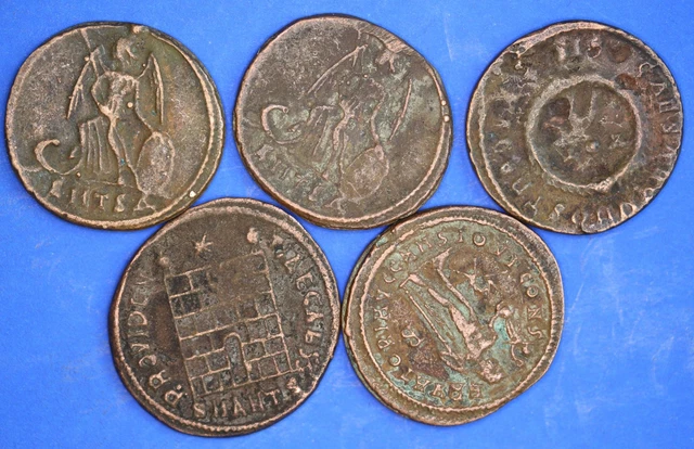ROMAN BRONZE FOLLIS coins including Constantine I & II AD 317-337 ...