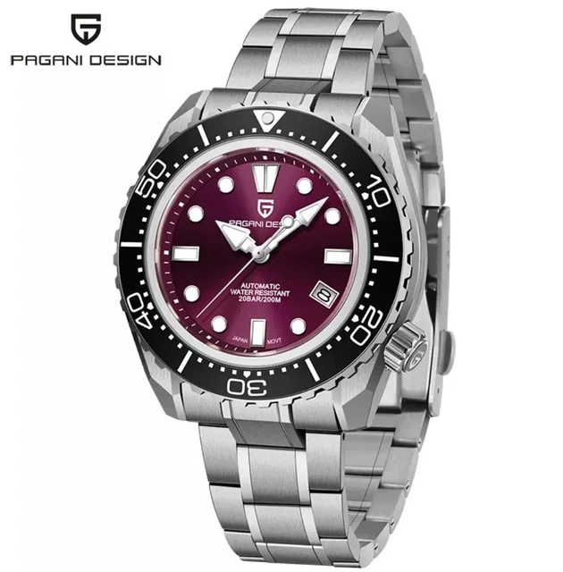 PAGANI DESIGN PD-1680 purple 44mm GS Dive Watch Seiko NH35 200m W.R £ ...