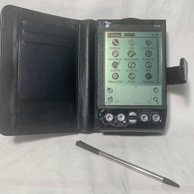 VINTAGE HANDSPRING VISOR Neo PDA, translucent smoke with black case and ...