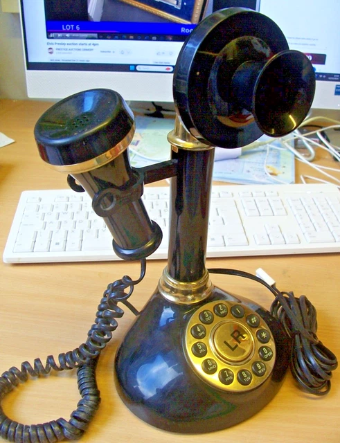 RETRO BLACK CANDLESTICK Push Button Telephone Betacom Speakeasy Vintage ...