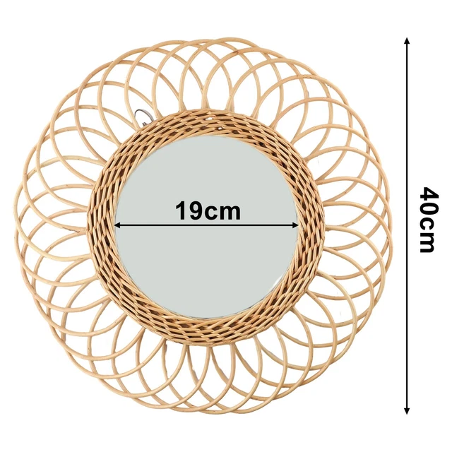 MIROIR MURAL ROND rustique chic en rotin 15 pouces ajoutez du caractère ...