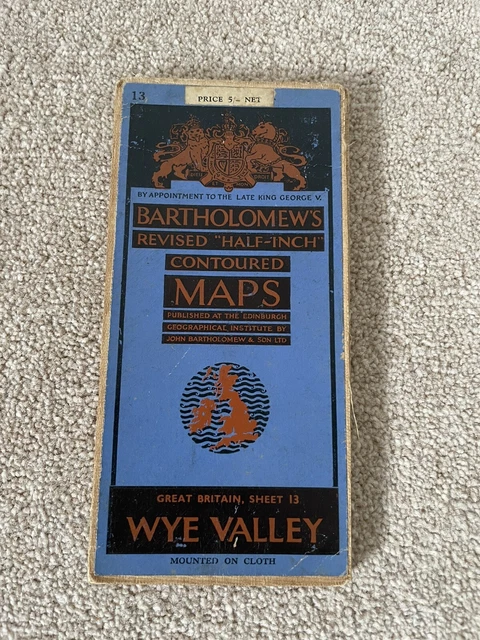 BARTHOLOMEWS REVISED “HALF inch” maps contoured Wye Valley 1940s ...