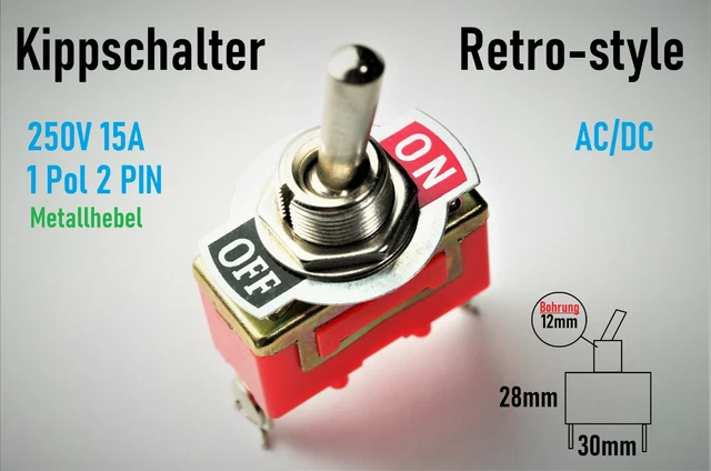 KIPPSCHALTER HEBELSCHALTER SCHALTER Ein Aus On Off Metallhebel Retro ...