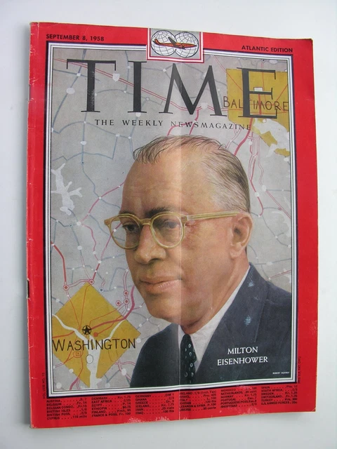 TIME MAGAZINE SEPTEMBER 8 1958 Milton Eisenhower Ernest Borgnine Quiz ...