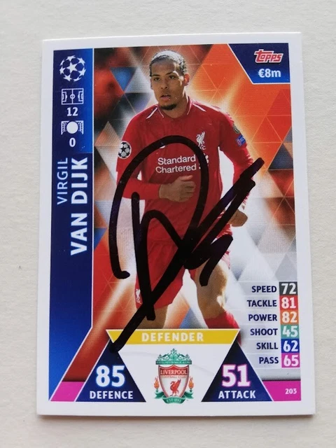 VIRGIL VAN DIJK Liverpool Legend Hand-Signed Match Attax Champions ...