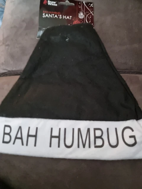 ADULT FATHER CHRISTMAS Bah Humbug Black Santa Hat XMAS £1.68 - PicClick UK