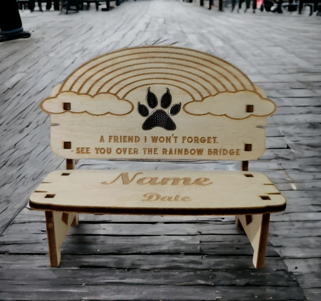 PERSONALISED IN LOVING Memory Cat Rainbow Bridge Bench keepsake gift ...