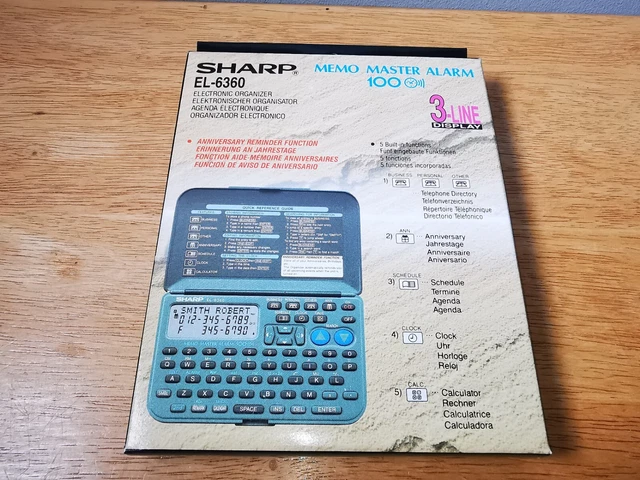 VINTAGE SHARP EL-6360 Electronic Organiser Memo Master Alarm New Old ...
