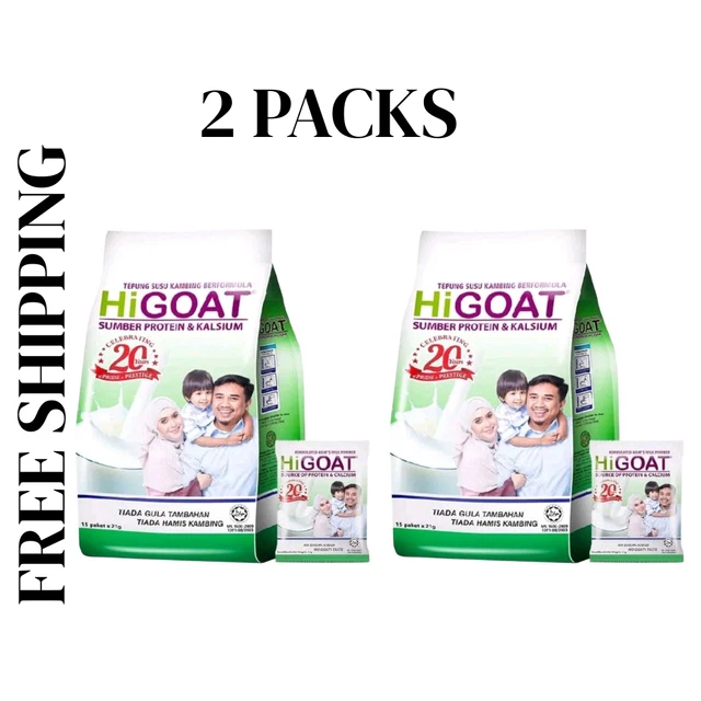 2 PACKS HIGOAT Formula Goat Milk Powder 15 Sachets x 21g Instant Goat ...