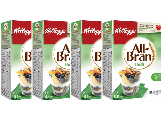 4X BOXES KELLOGG'S All-Bran Buds Cereal 500g Each -From Canada FRESH ...