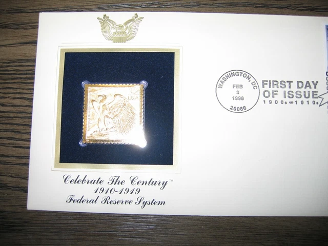 FEDERAL RESERVE SYSTEM Replica Celebrate Century Gold Stamp Golden ...