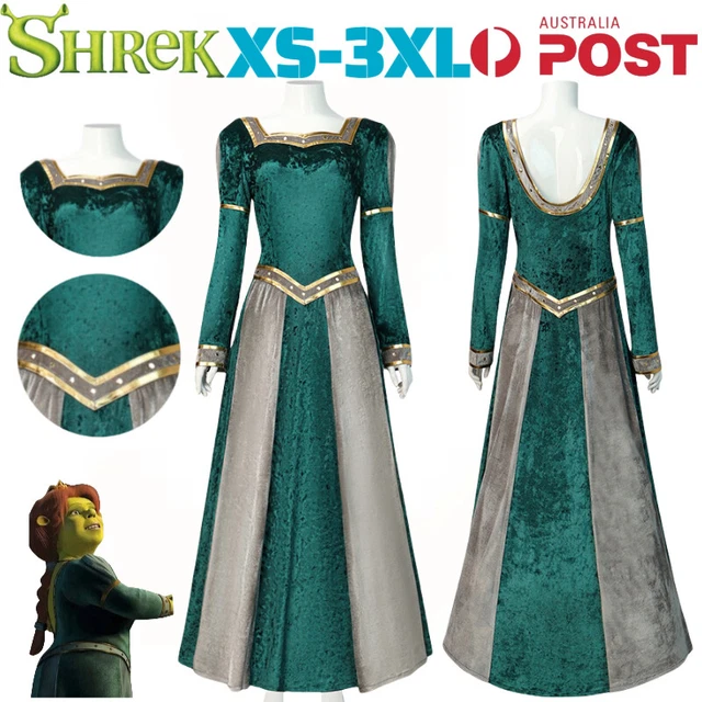SHREK COSPLAY FIONA Costume Kids Women Green Monster Princess Fiona ...
