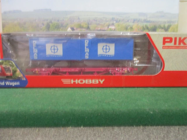 PIKO 1:87 HO Flat Wagon With 2 Containers Sncf/Delmas Epoche V. Cat No ...