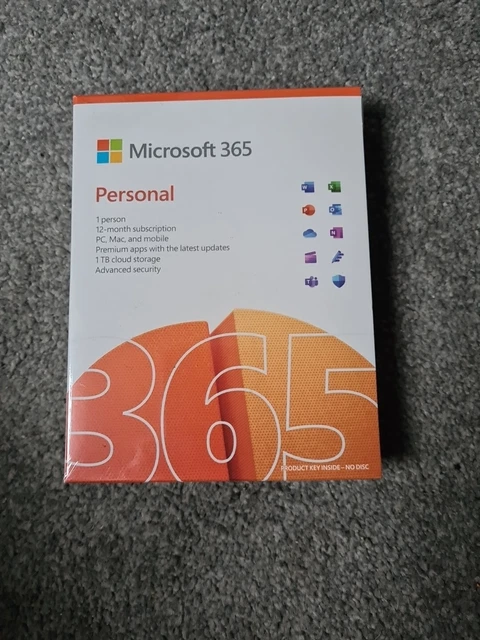 MICROSOFT 365 PERSONAL Office 365 apps PC Mac Tablet Phone 1 Year NEW ...