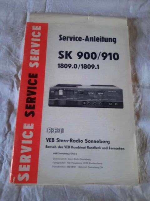 DDR SERVICEANLEITUNG SK900/901 Stern-Radio Sonneberg RFT EUR 9,90 ...