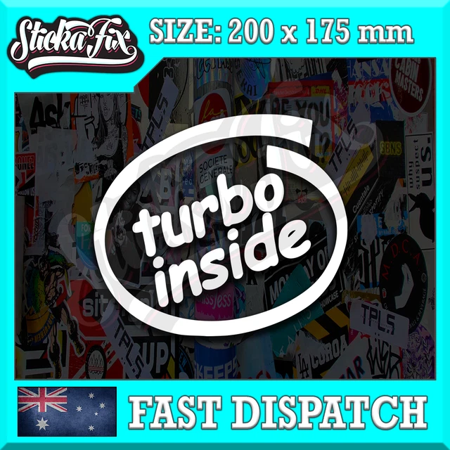 TURBO INSIDE WRITING 4X4 car vinyl STICKER funny DECAL 4WD Truck EUR 6 ...