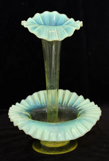 ANTIQUE VICTORIAN VASELINE GLASS URANIUM GLASS VASE BURTLES, TATE & Co ...