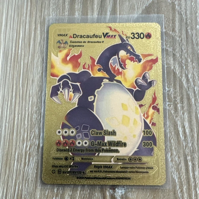 POKEMON DRACAUFEU (CHARIZARD) VMAX Gold Foil Fan Art Card In French ...