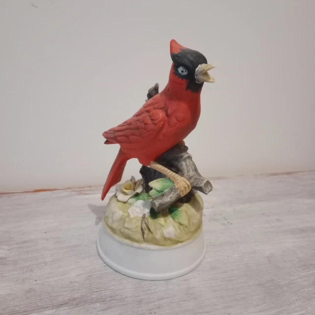 VINTAGE RED BIRD (Cardinal) Figurine Music Box - Still Plays Music ...